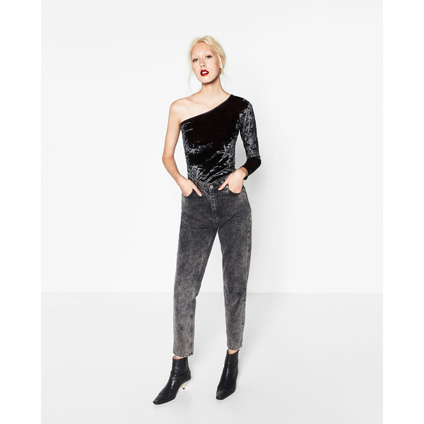Zara BODY Z ASYMETRYCZNYM RĘKAWEM Niebieski 5644/240 - UbierzmySie.pl